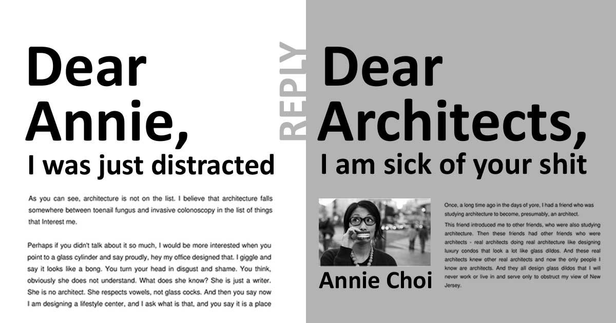 Dear Annie | A reply from an Architect to open letter by Annie Choi ...