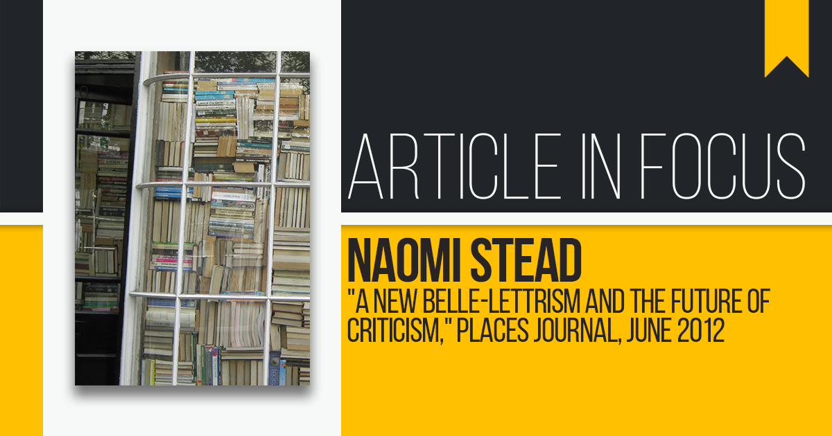 Article in Focus: Naomi Stead, "A New Belle-Lettrism and the Future of ...