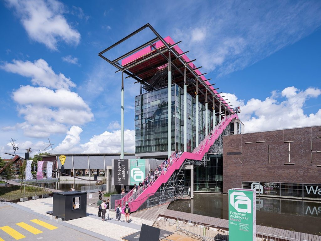 Pink-Colored Staircase And Stage designed on The Roof Of Het Nieuwe ...