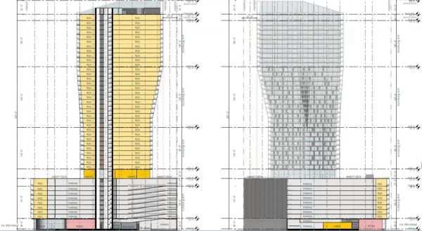 Tapered skyscrapers wrapped in steel grid in Fort Lauderdale designed ...