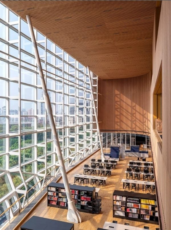 China's biggest library in marble-printed glass facade finished by ...