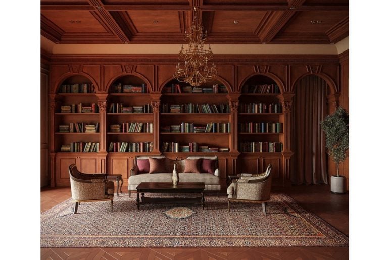 Chandeliers, Chapters & Calm European-Inspired Library by Aashi Gupta ...